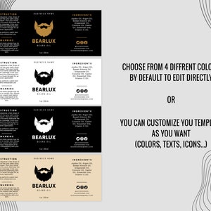 Beard Oil Bottle Label Template, DIY Label Design for Dropper Bottle ...