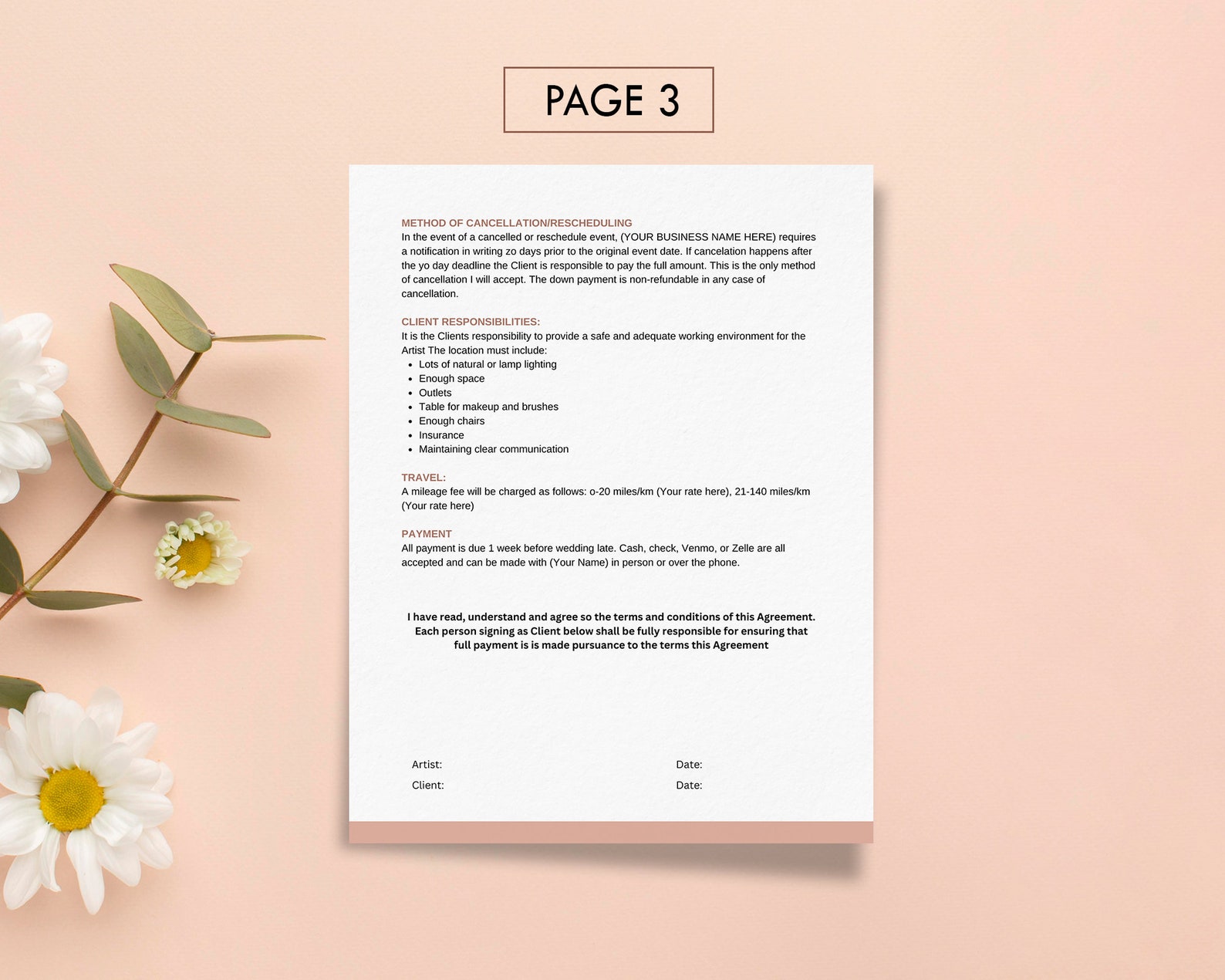 Bridal Makeup & Makeup Artist Contracts Set PDF Prints - Etsy
