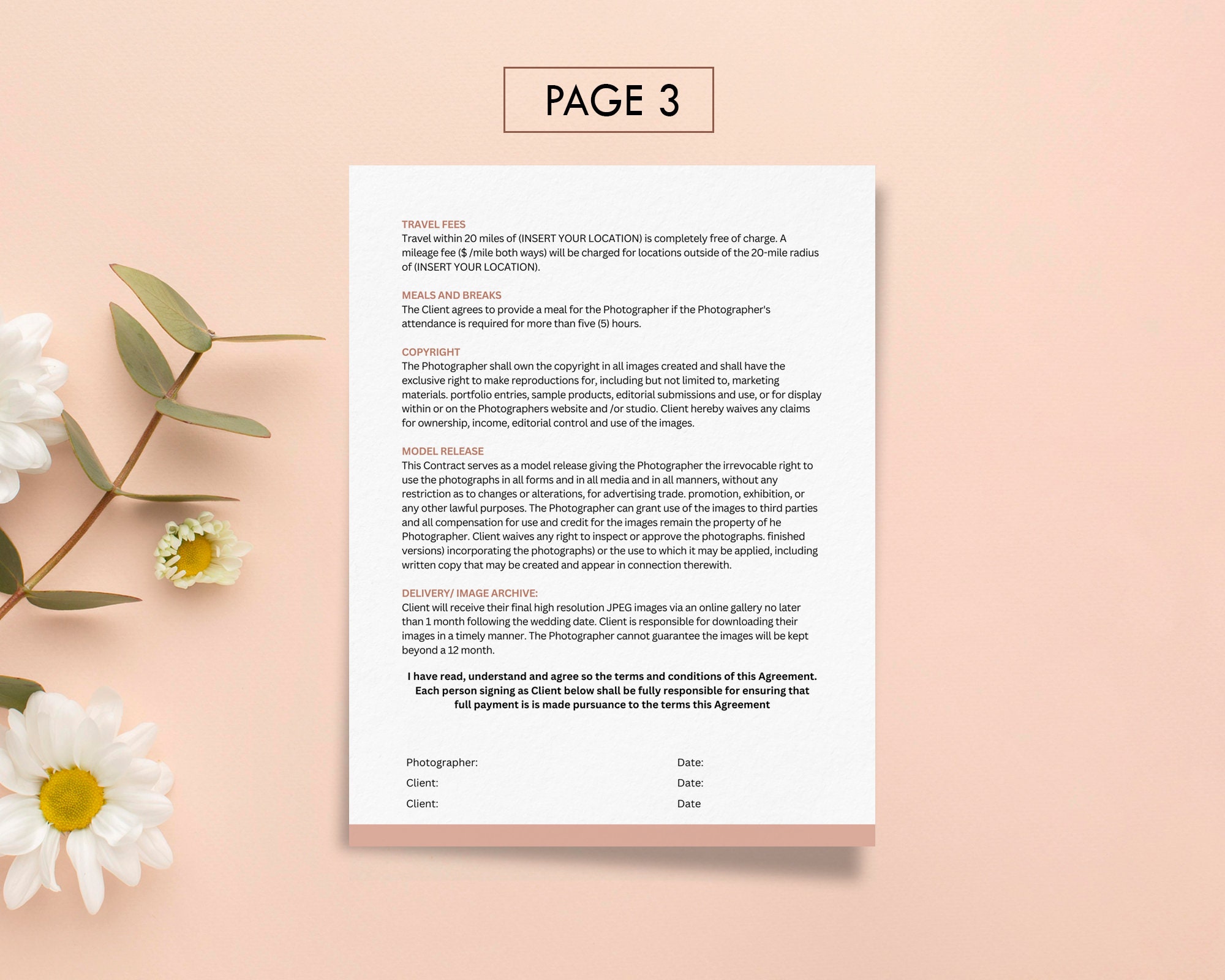 Photography and Wedding Photography Contract Set, Printable Pdfs ...