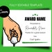 Golf Award Certificate Editable Canva Template, Printable Award End of ...