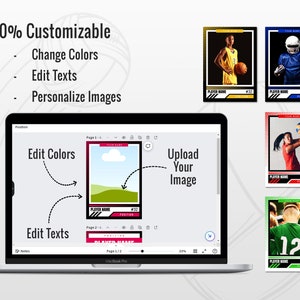 Volleyball Trading Cards Template, Customizable Player Card Canva ...