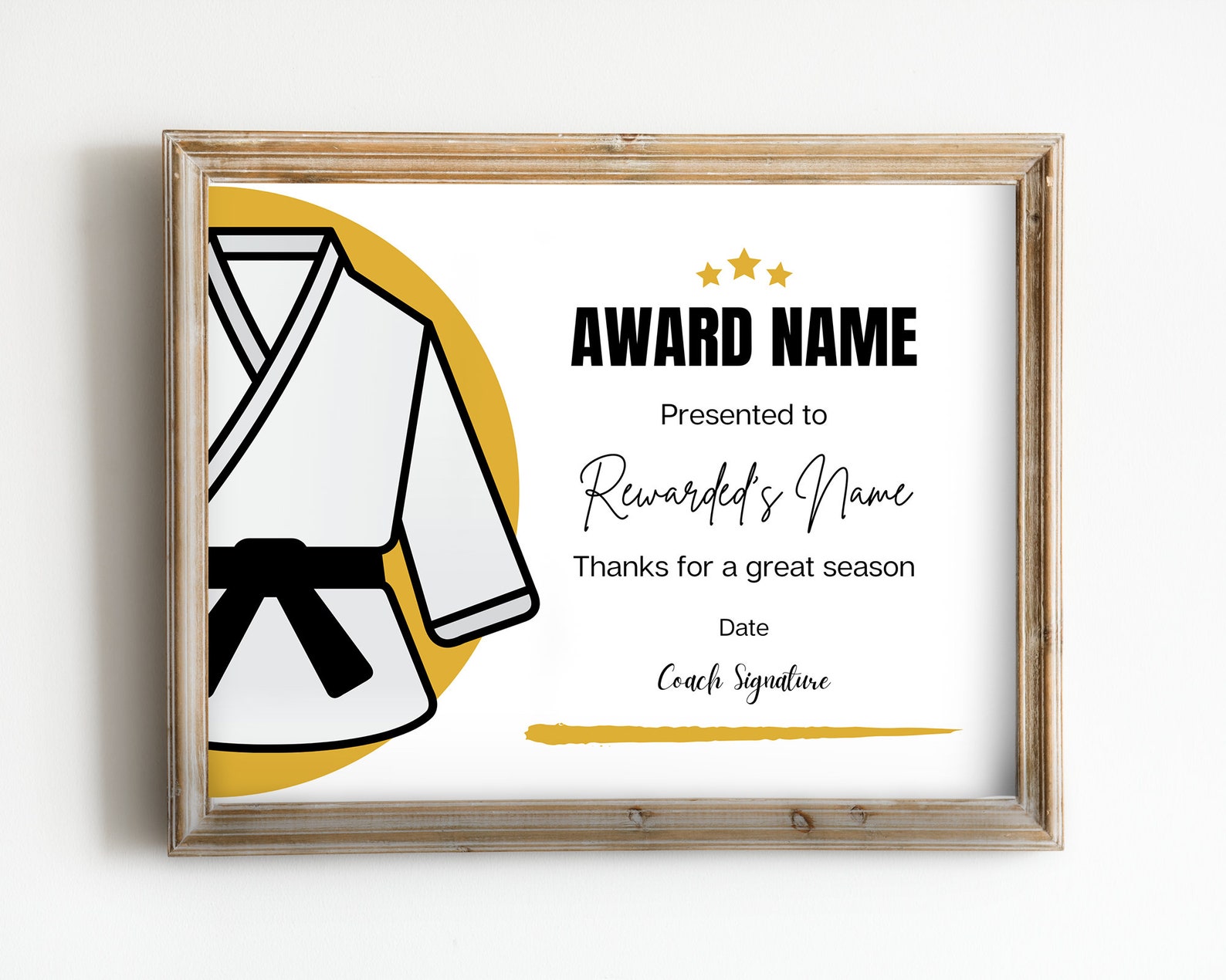 Karate Award Certificate Editable Canva Template Printable - Etsy