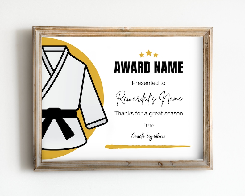 Award Certificate for Karate, Taekwondo, Judo, Karate, Jiu Jitsu ...