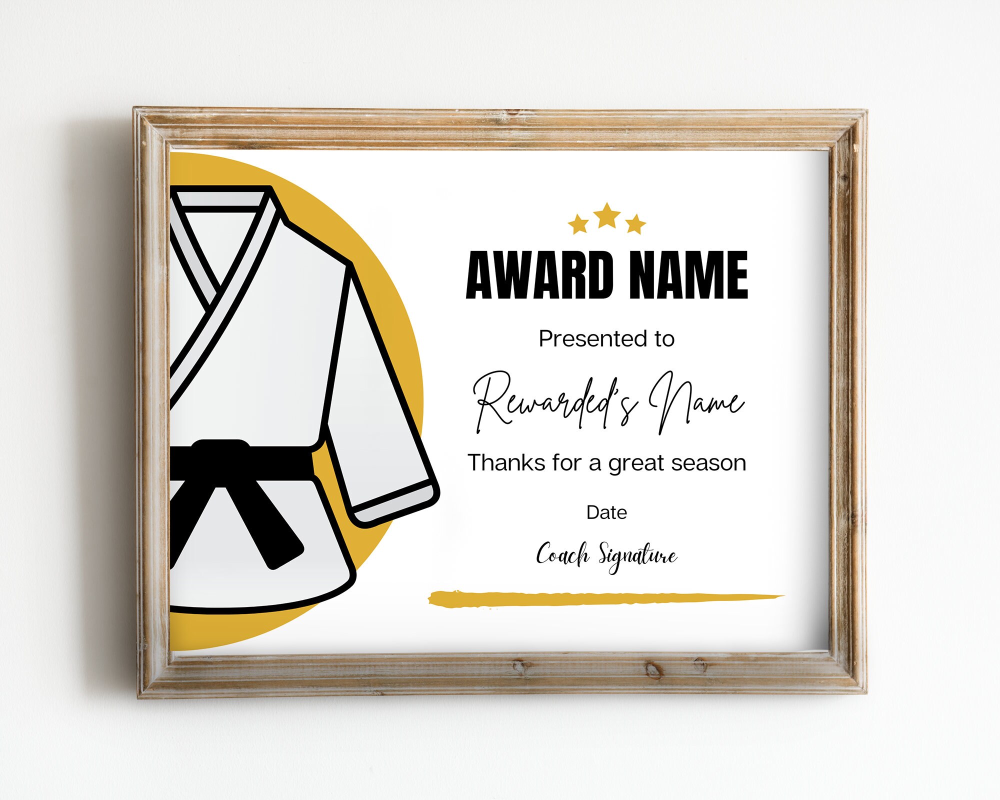 Award Certificate for Karate Taekwondo Judo Karate Jiu - Etsy