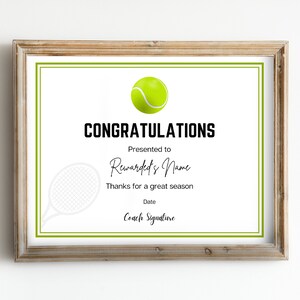 Editable Tennis Award Certificates | CANVA Template | Printable ...