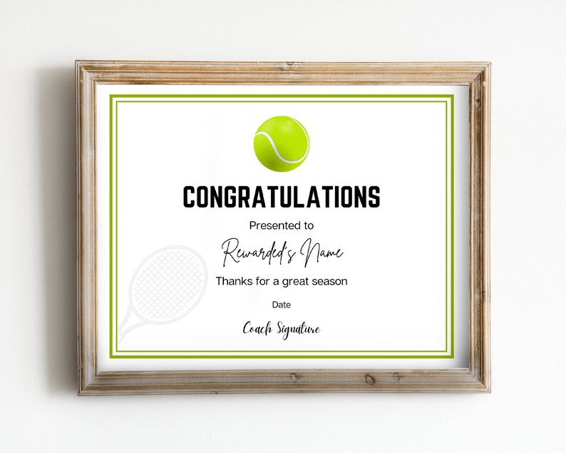 Editable Tennis Award Certificates | CANVA Template | Printable ...