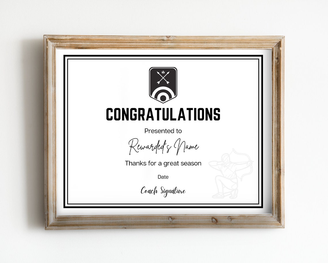 Editable Archery Award Certificates CANVA Template - Etsy
