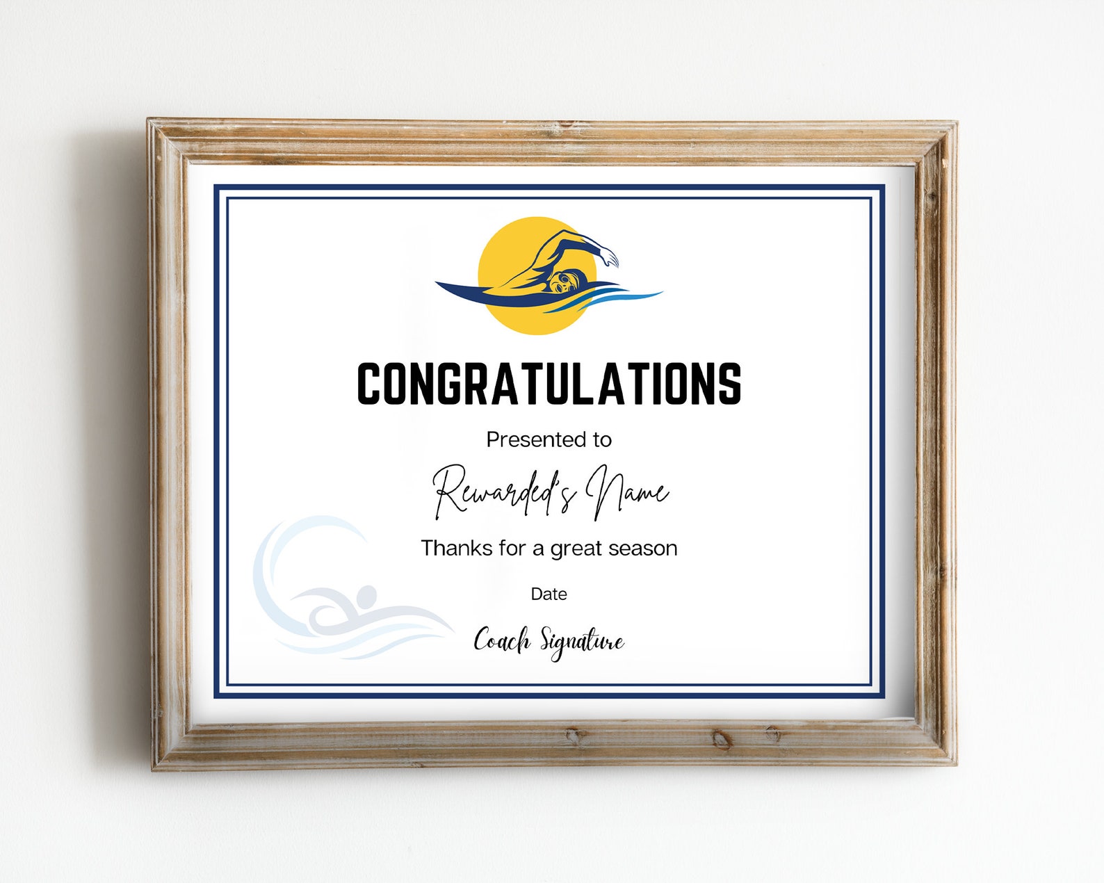 Editable Swimming Award Certificates CANVA Template - Etsy