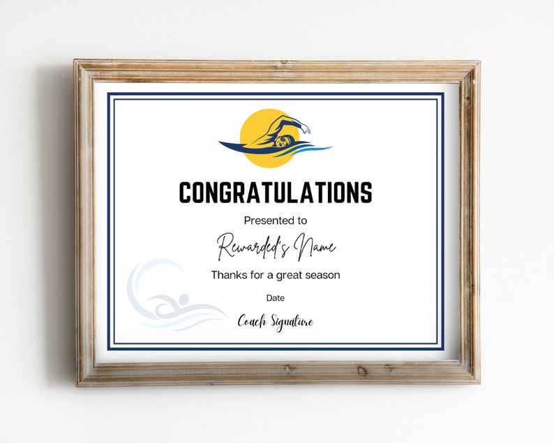 Editable Swimming Award Certificates CANVA Template - Etsy