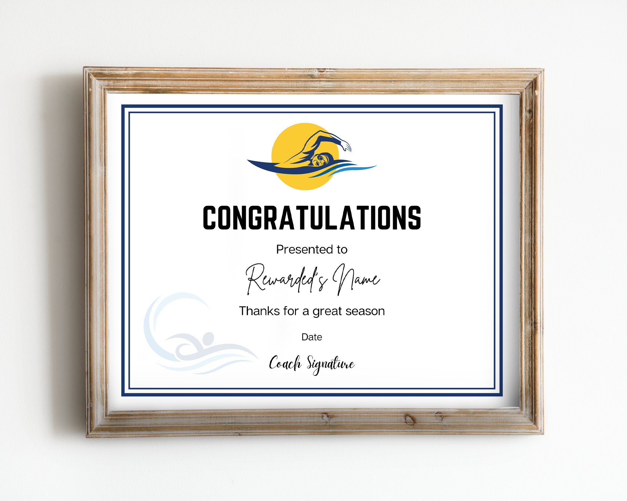 Editable Swimming Award Certificates CANVA Template - Etsy