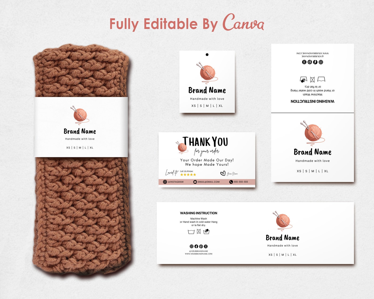 Editable Crochet Label Template DIY Knitting Hang Tag Fold - Etsy