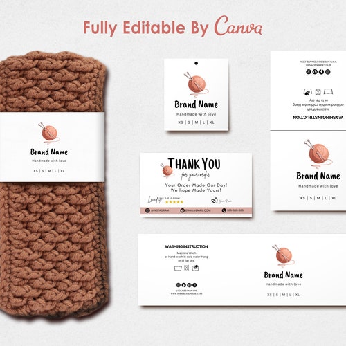 Editable Crochet Label Template DIY Knitting Hang Tag Fold - Etsy
