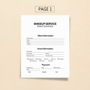Editable Bridal Makeup & Makeup Service Contracts Bundle, PDF Files ...