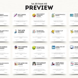 Funny 40 Employee Award Certificates, Printable PDF and Editable Canva ...