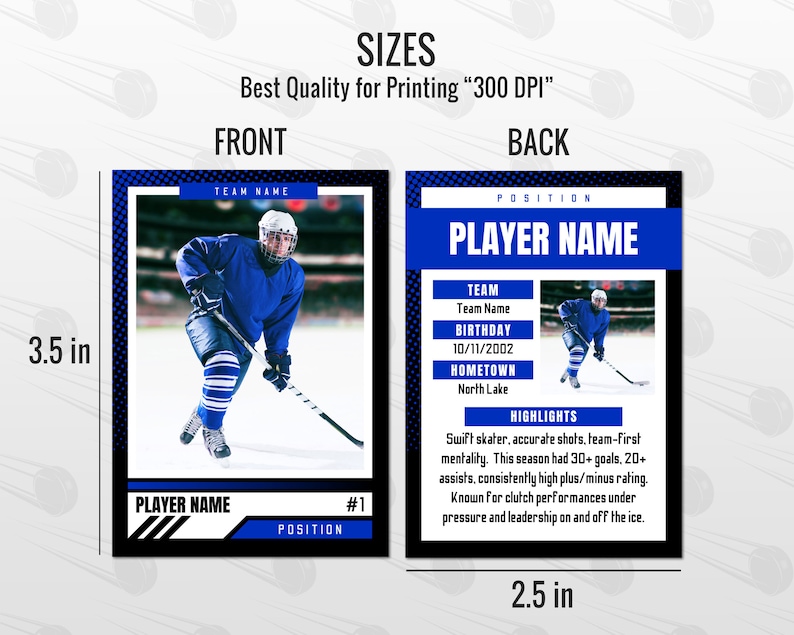 Ice Hockey Trading Cards Template, Customizable Player Card Canva ...