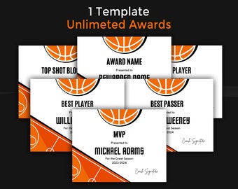 Basketball Award Certificate Editable Canva Template Printable Award ...
