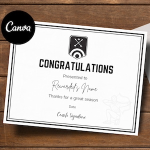Editable Archery Award Certificates | CANVA Template | Printable ...