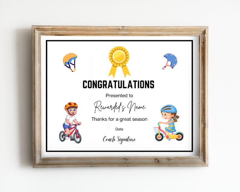 Editable Kids Biking Cycling Award Certificates CANVA - Etsy