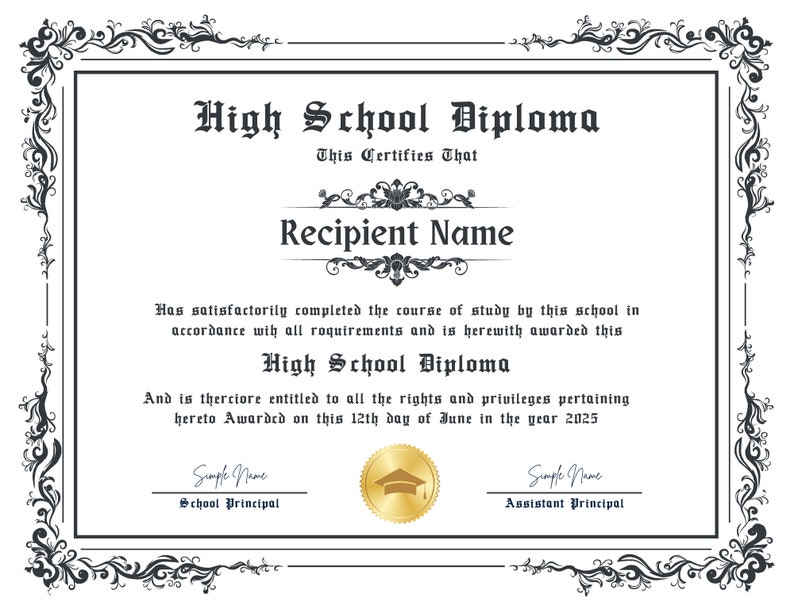 DIY Printable High School Diploma Template, Fillable Home School High ...