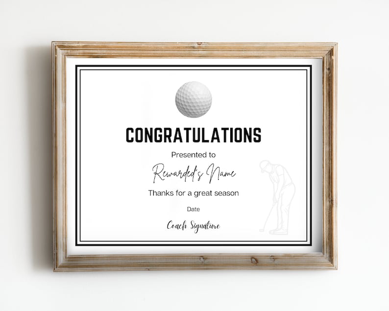 Editable Golf Award Certificates CANVA Template Printable Custom ...