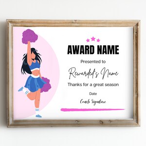 Cheerleading Award Certificate Editable Canva Template, Printable End ...
