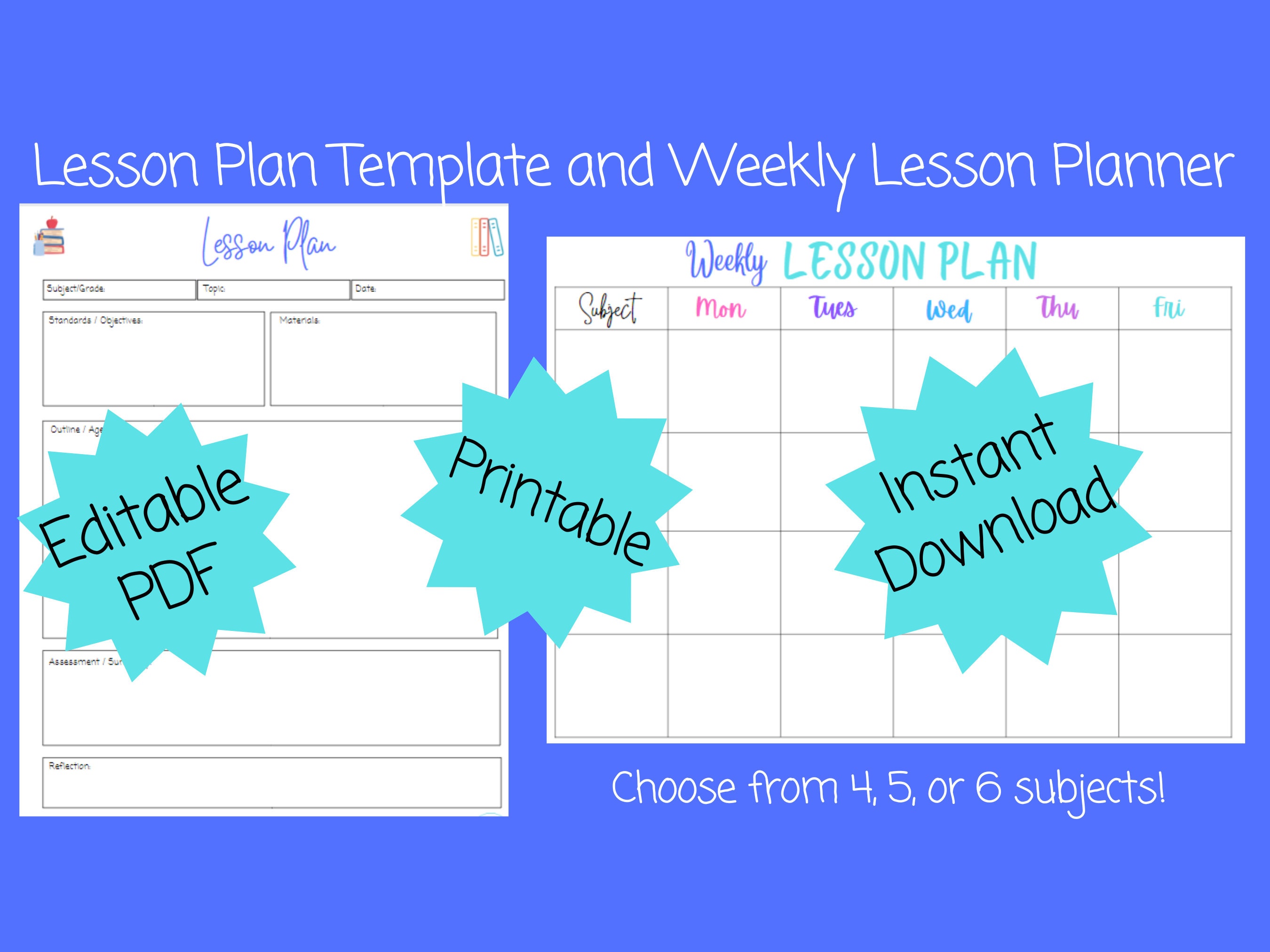 Editable and Printable Lesson Plan Template and Weekly Lesson Planner ...