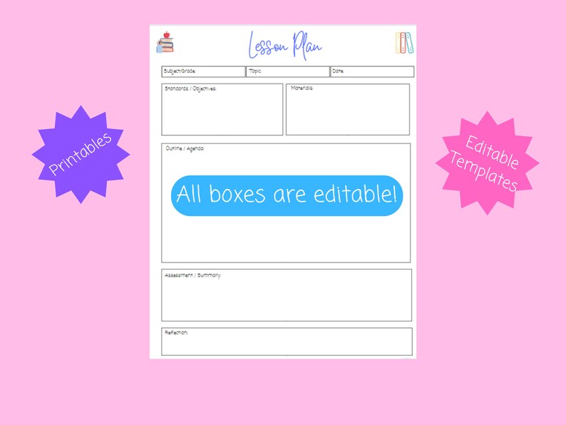 Editable and Printable Lesson Plan Template and Weekly Lesson Planner ...