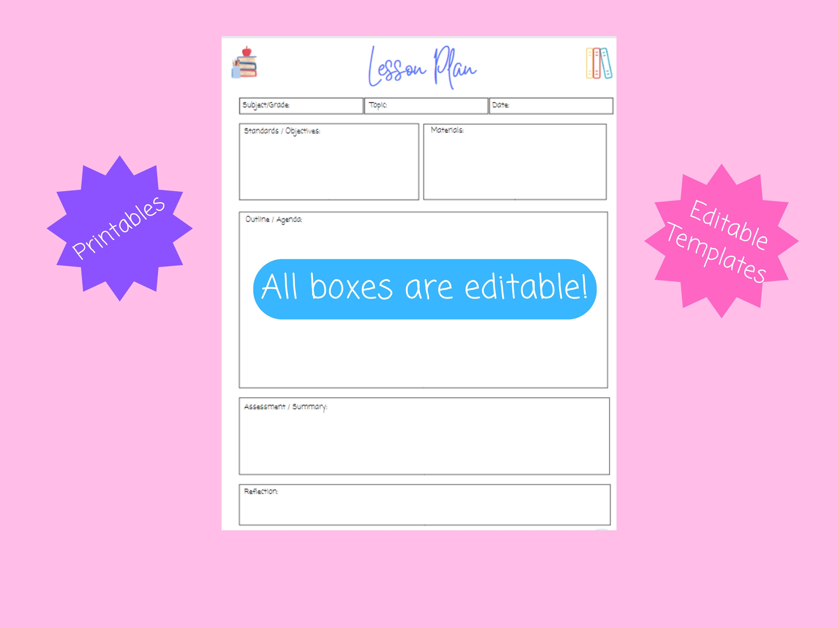 Editable and Printable Lesson Plan Template and Weekly Lesson Planner ...