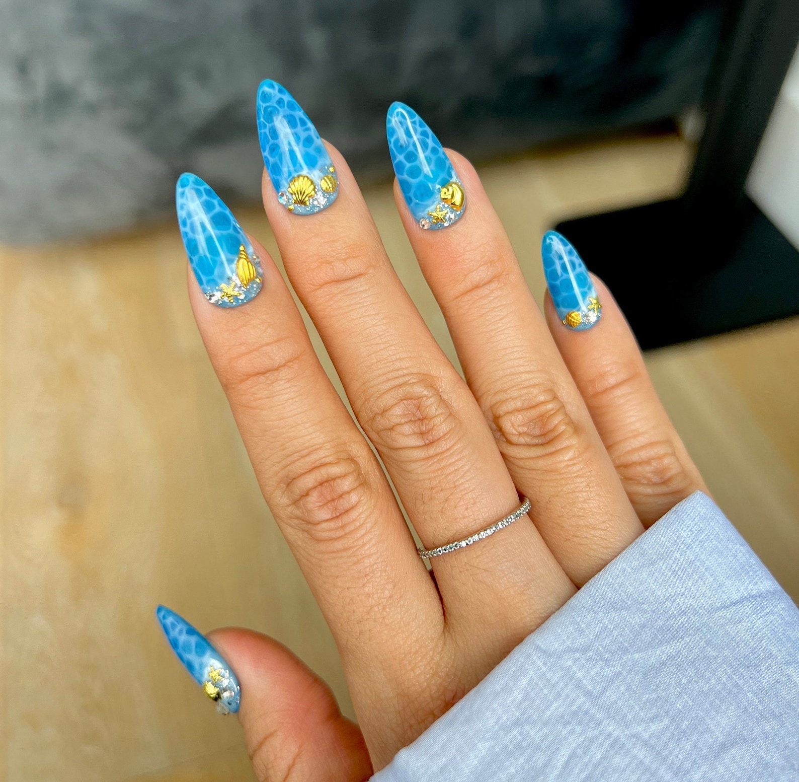 Ocean Press on Nails Summer Pool Press on Nails L High Quality False Nails L Blue Nails - Etsy