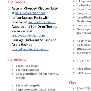 4 Week Meal Plan With Grocery List - Etsy