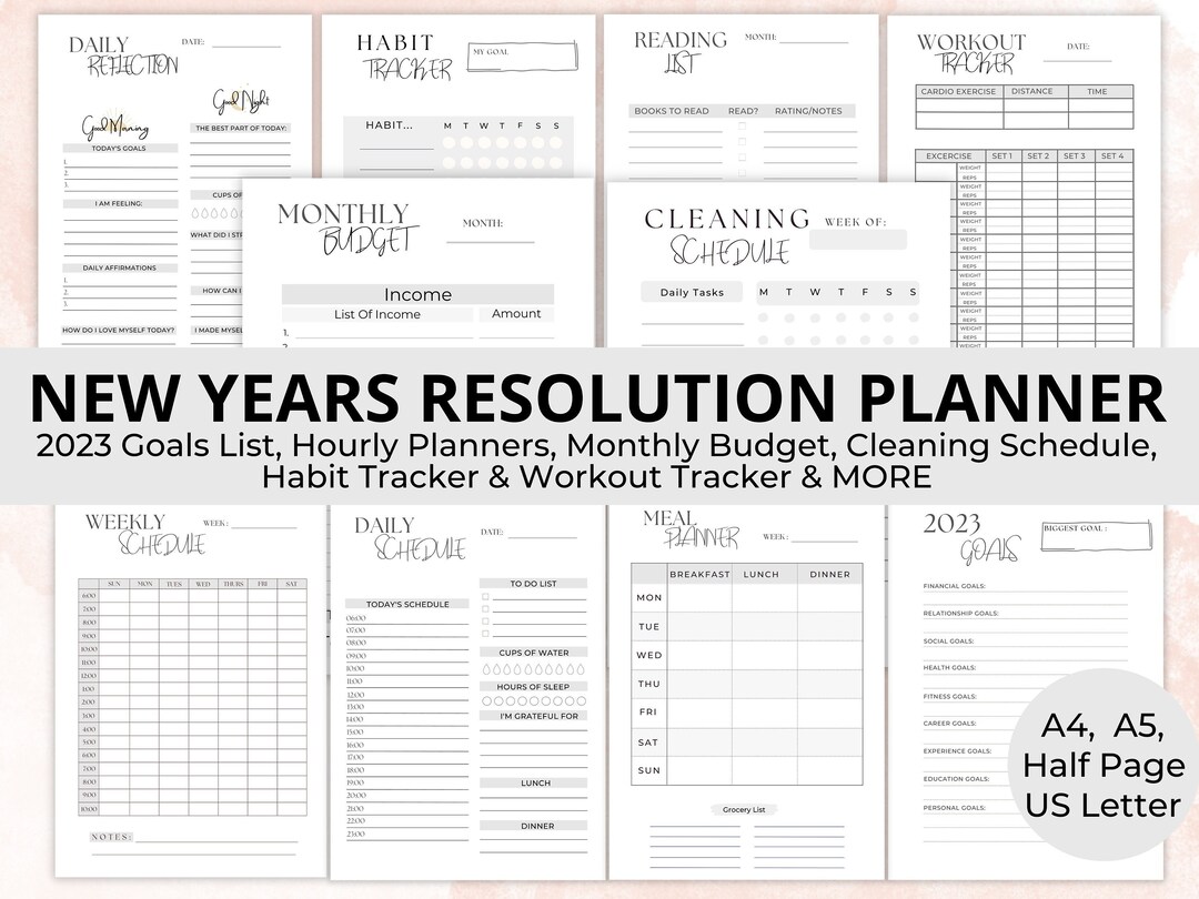 New Years Resolution Planner Printable Goal Planner 2023 - Etsy
