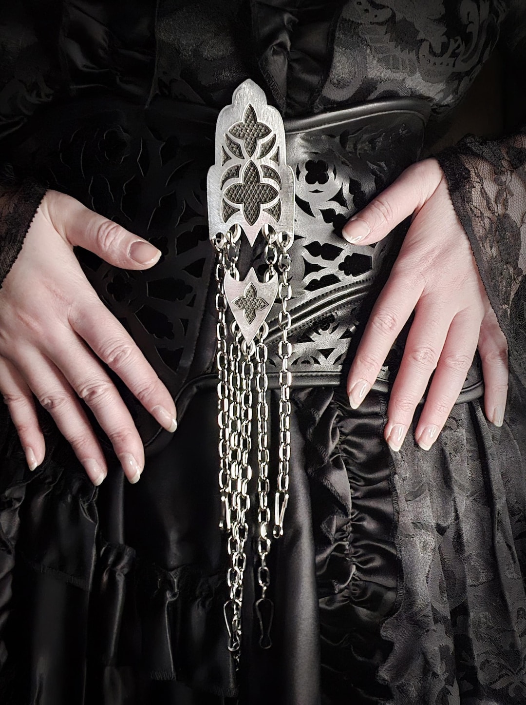 Handcrafted Gothic Cathedral Pewter Chatelaine - Cosplay Sewing Tool ...