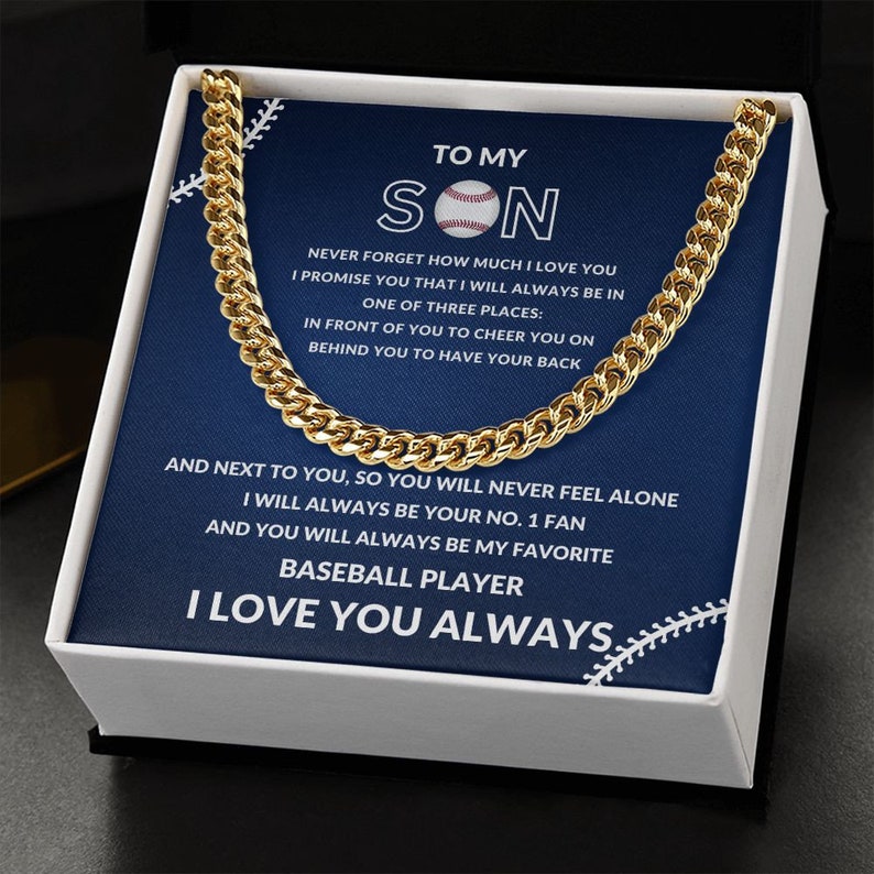Son Baseball Gift | Cuban Link Chain - Blue | Gift for Baseball Son ...
