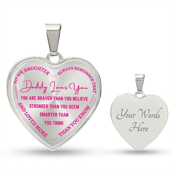 Daughter Gift Daddy Loves You Heart Necklace Pink Gift to Daughter From Dad Daughter Birthday Gift From Dad Daughter Graduation Gift Etsy