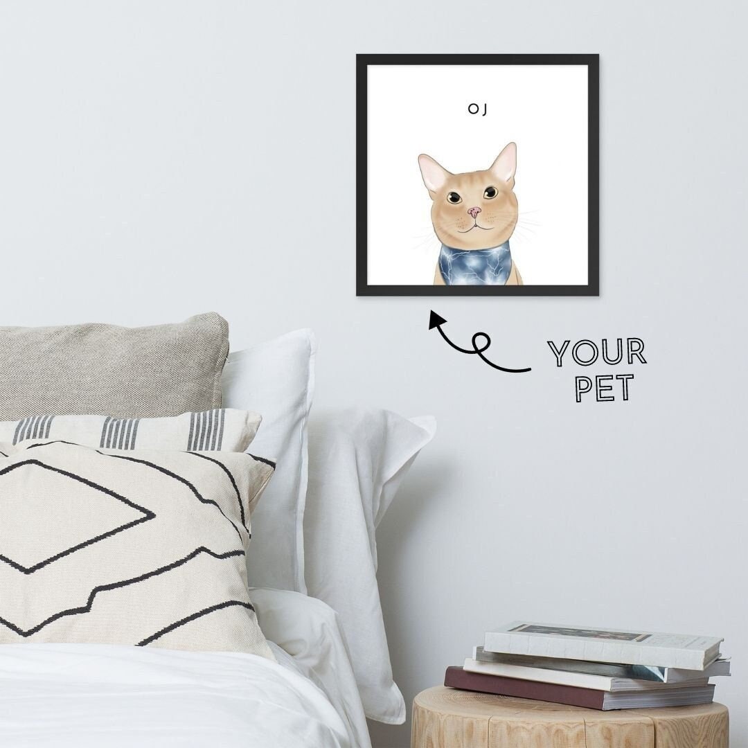 Custom Pet Portrait Framed Poster - Etsy