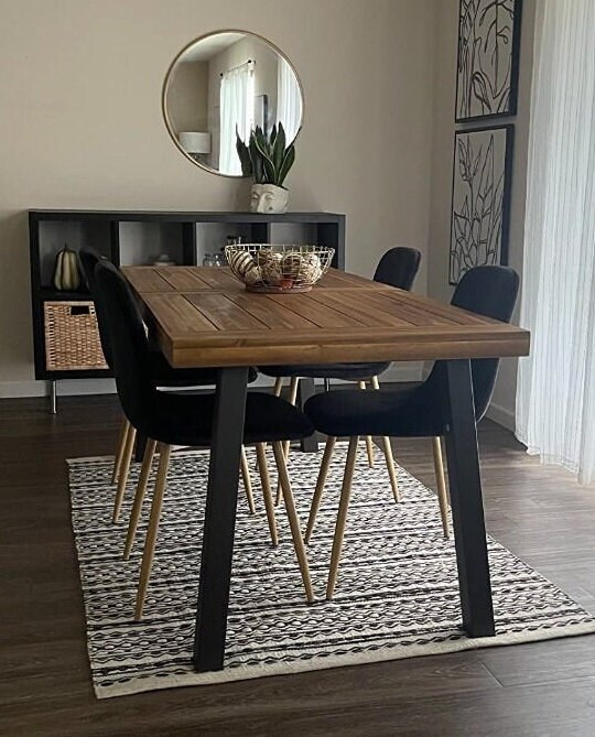 69" Outdoor Wooden Modern Dining Table, Solid Wood Desk - Etsy