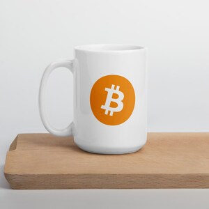 Bitcoin Logo - White Glossy Mug for Crypto Enthusiasts - Etsy