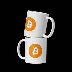 Bitcoin Logo - White Glossy Mug for Crypto Enthusiasts - Etsy