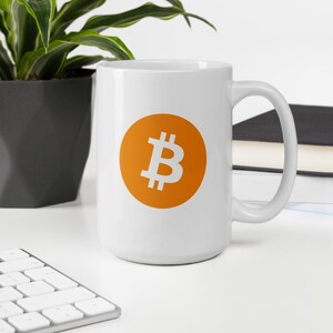 Bitcoin Logo - White Glossy Mug for Crypto Enthusiasts - Etsy