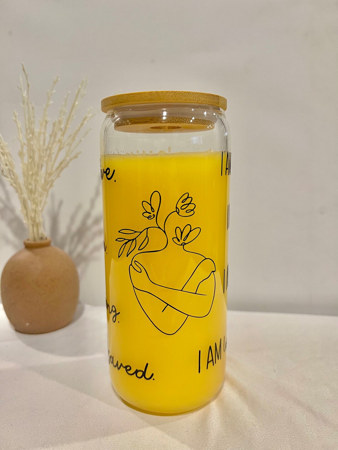 Self Positive Affirmation Cup Daily Love Reminder Glass Cup - Etsy