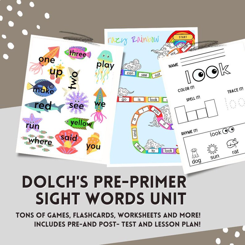Dolch's Pre-primer Sight Words Bundle - Etsy
