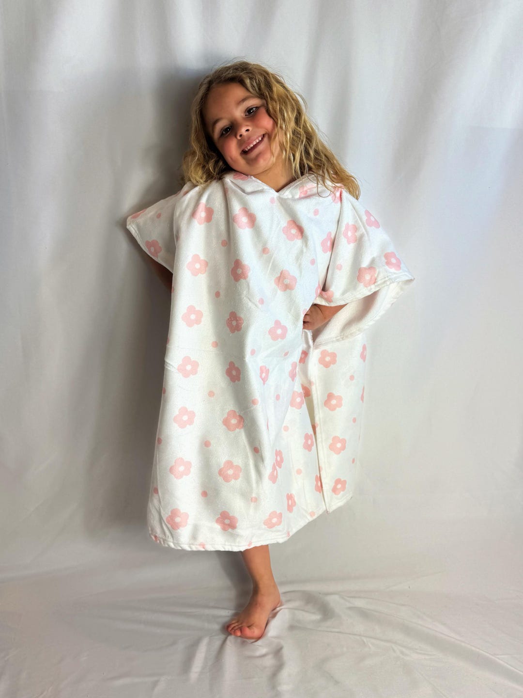 Flower Girl Hooded Towel, Pink Flower Towel, Hooded Towel for Baby ...