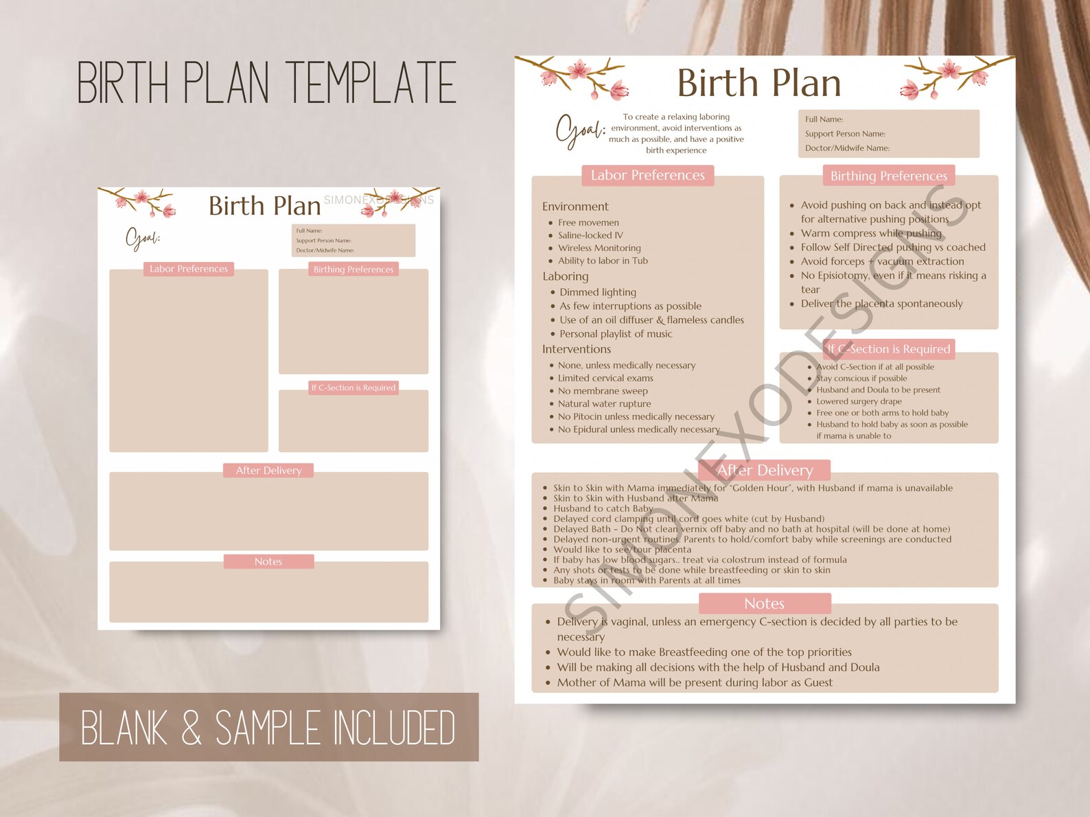 Aesthetic Birth Plan | Birth Plan Template | Editable Canva Template ...