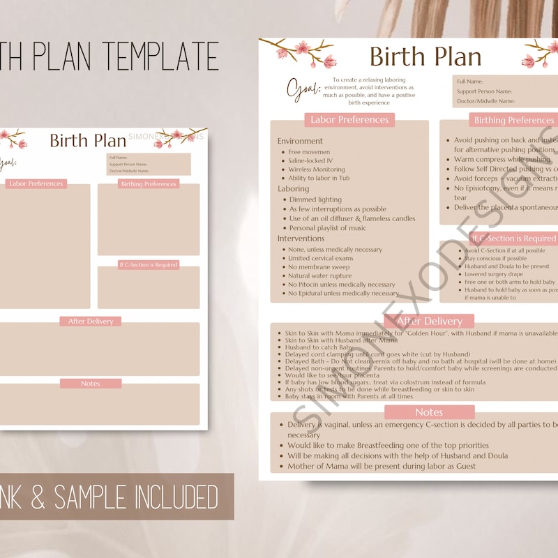 Birth Plan Template - Etsy