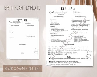 Aesthetic Birth Plan | Birth Plan Template | Editable Canva Template ...
