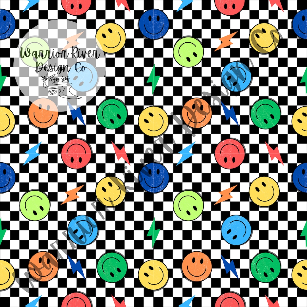 Checker Smiley Seamless Pattern - Etsy