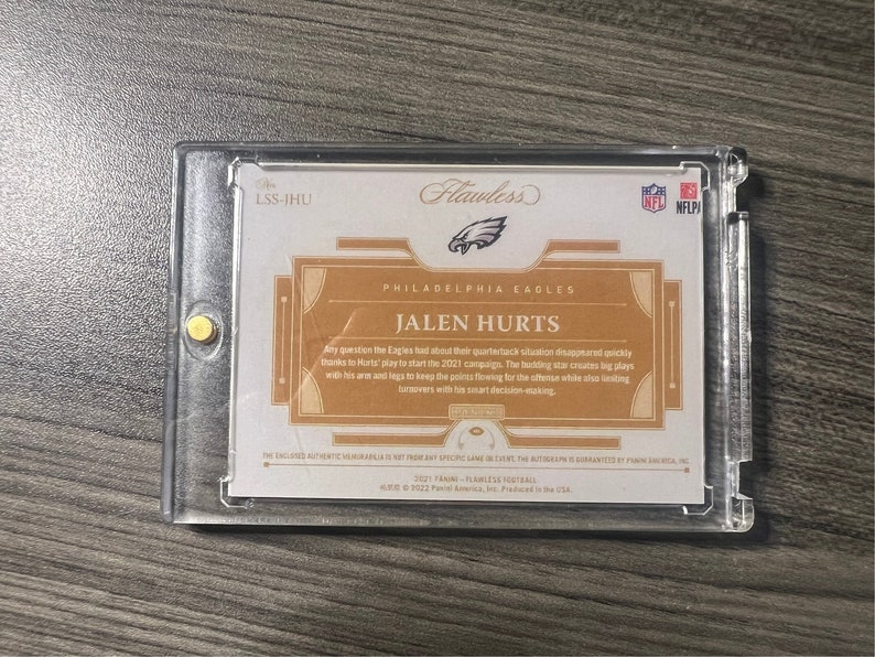 Jalen Hurts 2021 Flawless Shield Signatures LSS-JHU NFL Shield Patch ...