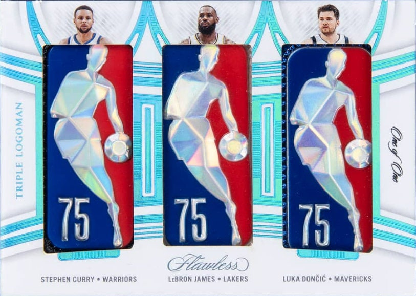 Lebron James/stephen Curry/luka Doncic 2021-22 Flawless Triple Logoman ...
