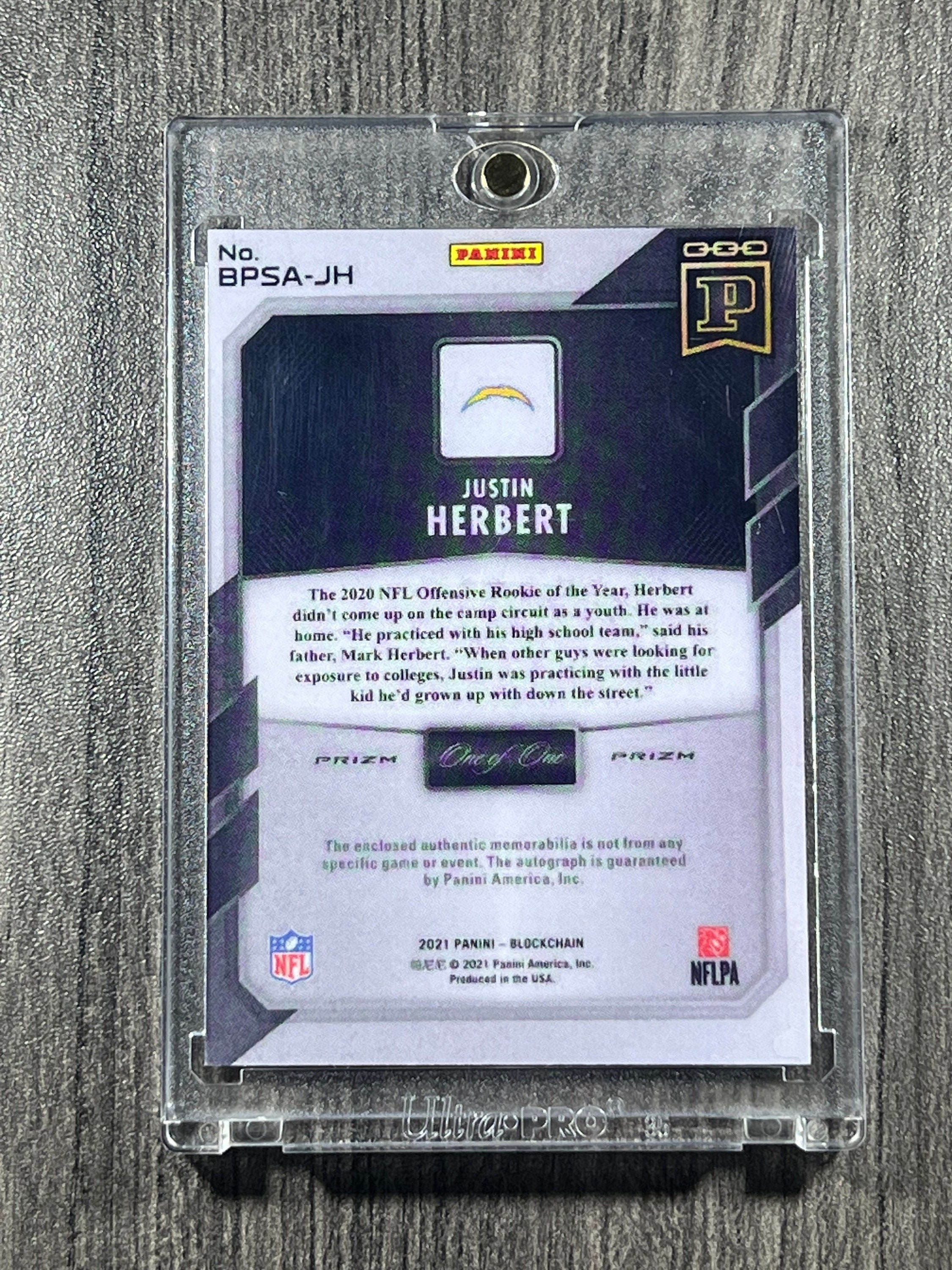 Justin Herbert 2021 RPA Blockchain Rookie RC NFL Logo Patch Auto ...