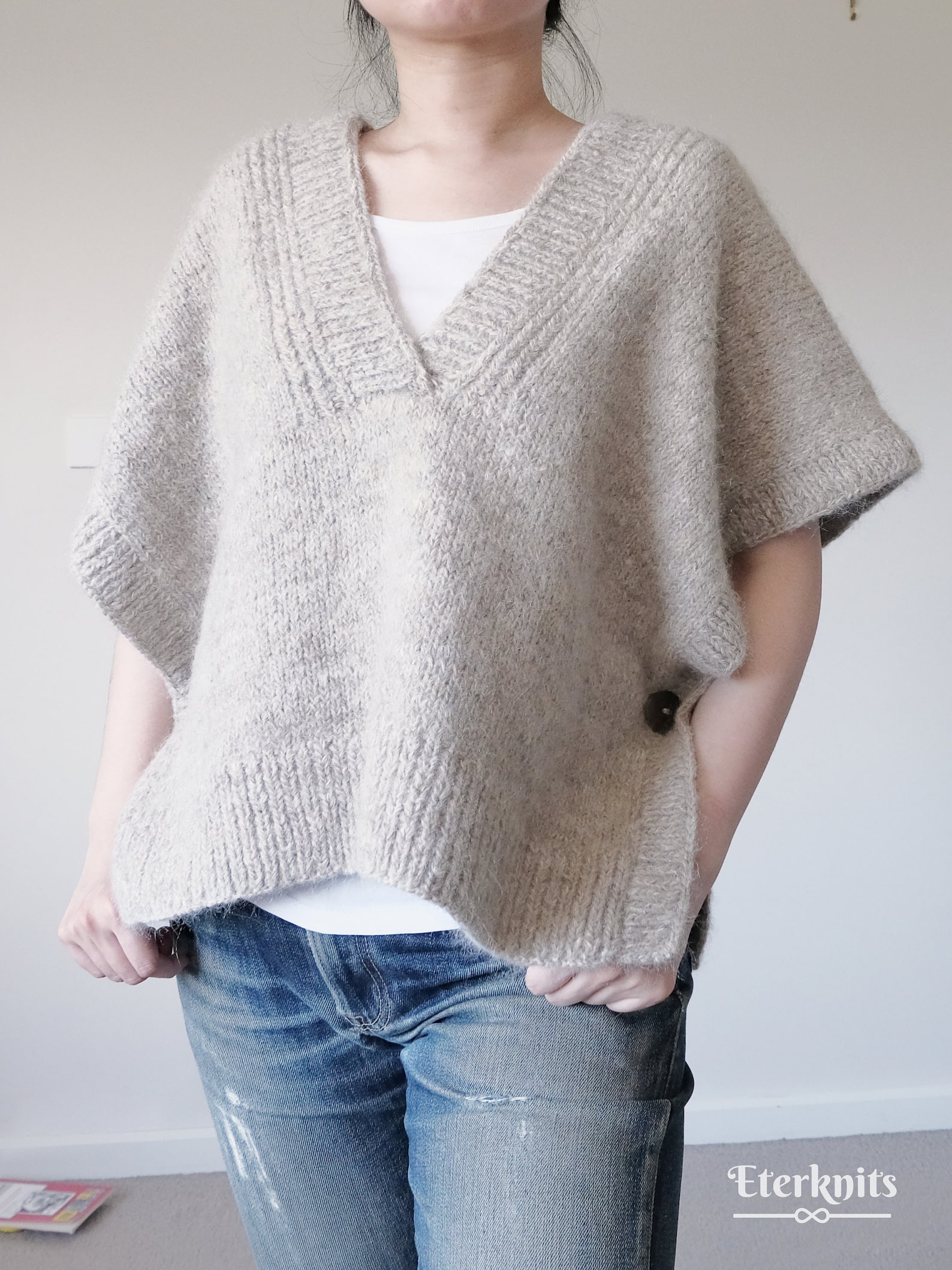 Knitting Pattern | V-neck Vest, Easy Modern Vest, Oversize Cozy Vest ...